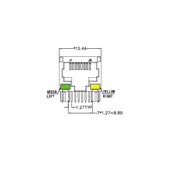 syt112b002db1a1d3 90°侧插入1*2 tab down y/g 10/100m DIP RJ45
