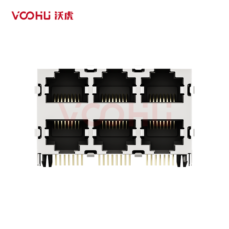 SYT59212388HWA1DY1A062 90 ° Insertion latérale 2 * 3 TAB UP / DOWN TABS SHIELD TABS RJ45