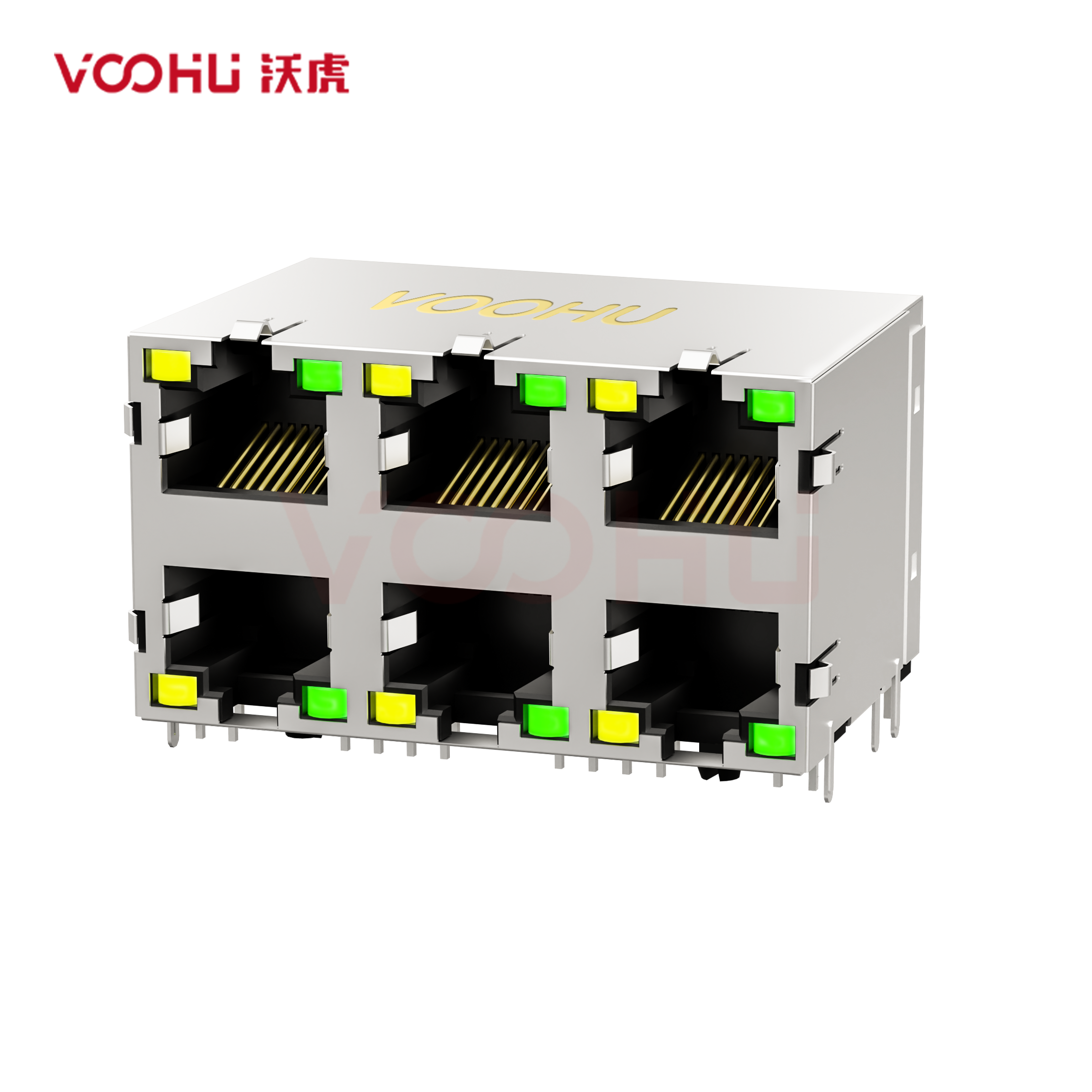 SYT59212388DB1A1DY1B022 90°侧插入2*3 8p8c tab up/down led y/g盾牌选项卡dip rj45